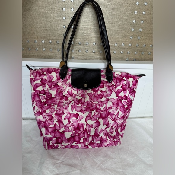 Longchamp | Bags | Longchamp Pink Flower Tote Large | Poshmark